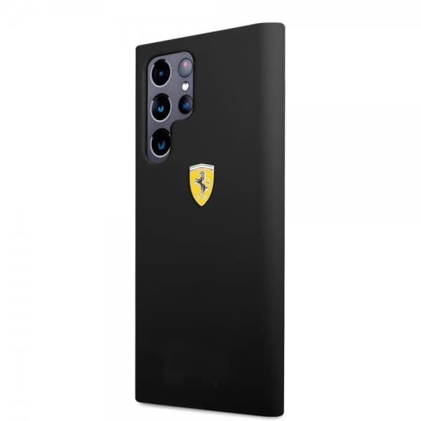 Ferrari Samsung Galaxy S22 Ultra Cover Metal Logo Sort | Elgiganten