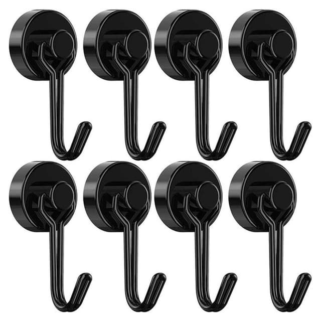 Magnetiska krokar 8-pack Sort - Elkjøp