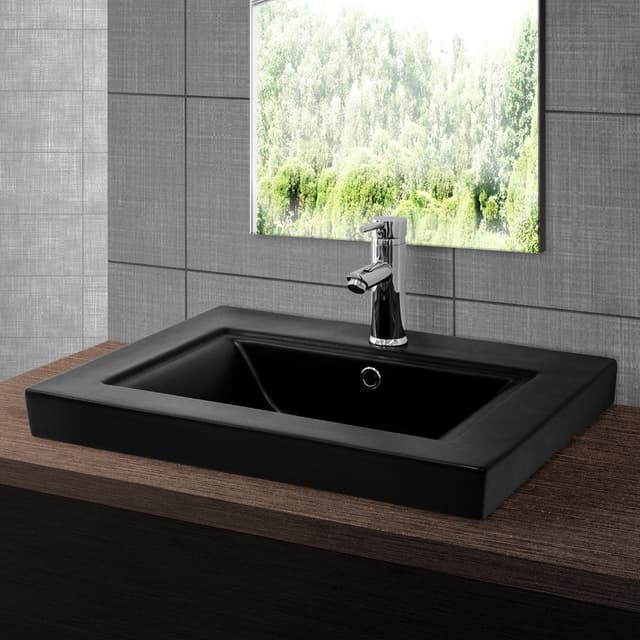 ML-Design Sort mat keramisk vask 61x46,5x15,5 cm kantet | Elgiganten ...