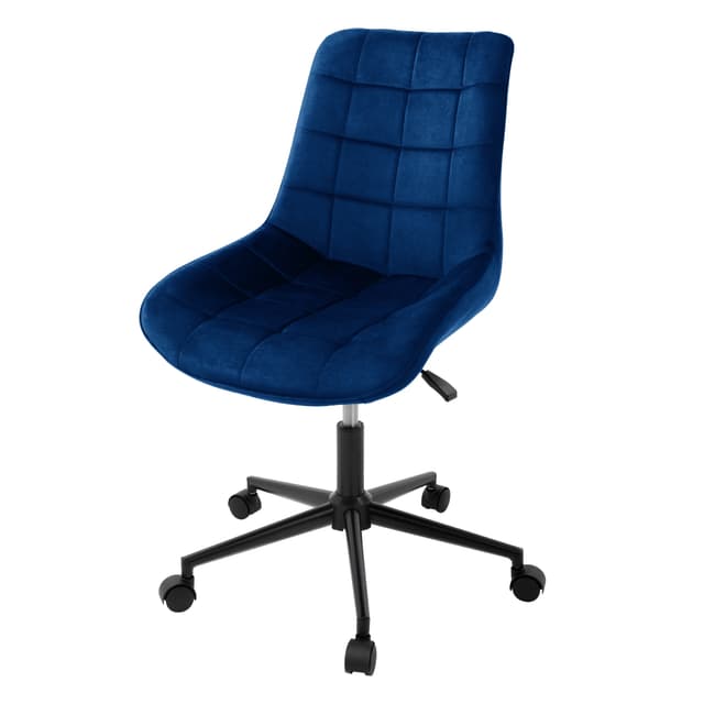 Kontorsstol med hjul blå, klädsel i sammet och metallram ML-design ...