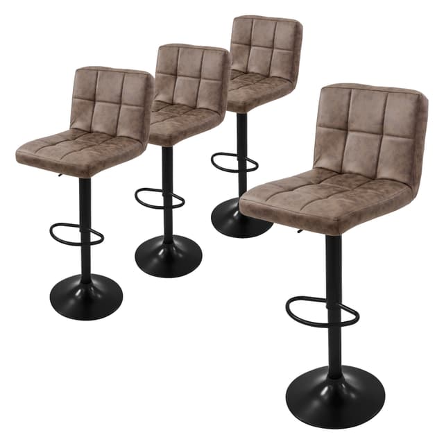 ML-Design barstol, 4 st, klädsel i konstläder, brun - Elgiganten