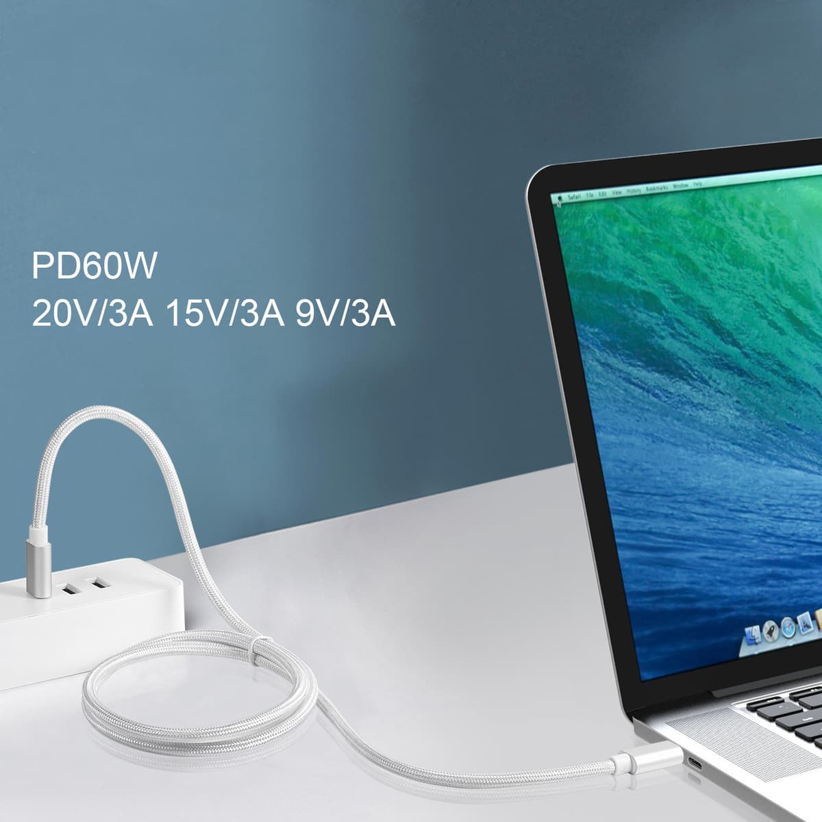 Type-C til Type-C ladekabel – PD60W, 480 Mbps 2 m - Elkjøp | Elkjøp