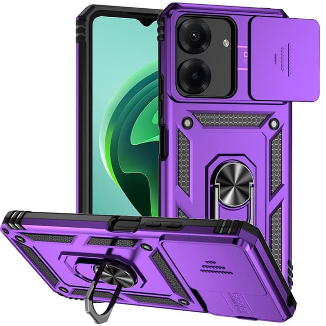 SKALO Xiaomi Redmi 13C 4G Armor Hybrid Metal Ring Camera Slider - Lilla ...