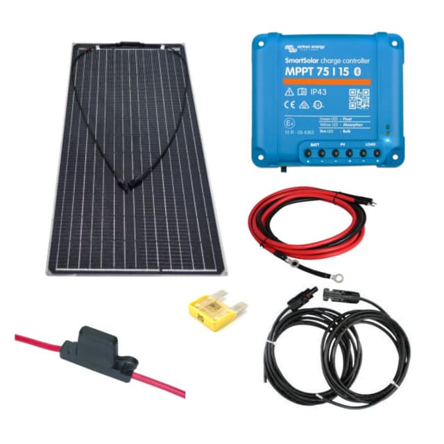 SKANBATT Solcellepakke 12V Båt Fleksibel 100W m/Victron 15A MPPT ...