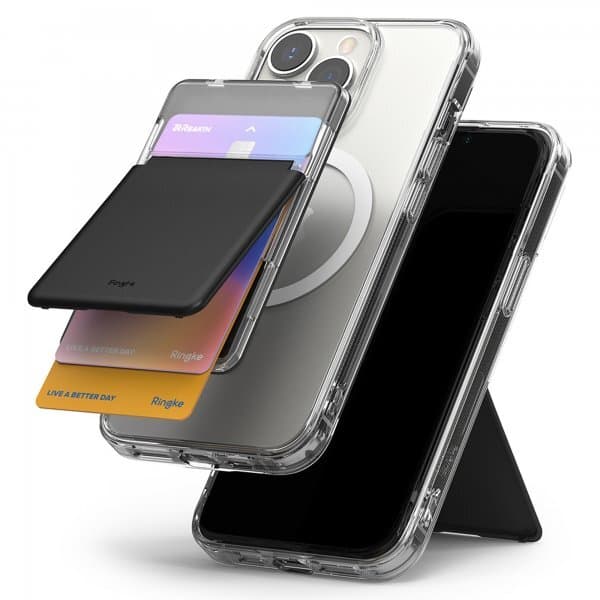 Ringke Magnetic Stand Slot Card Holder MagSafe Clear & Black - Elkjøp ...
