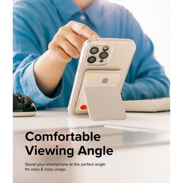 Ringke Magnetic Stand Slot Card Holder MagSafe Clear & Light Gray - Elkjøp