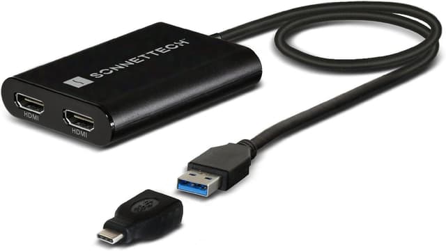 Sonnet USB-A og USB-C Dual 4K HDMI 2.0 Displaylink Adapter for bærbare ...