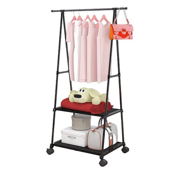 Klesstativ på hjul med hylle - sort - Elkjøp | Elkjøp