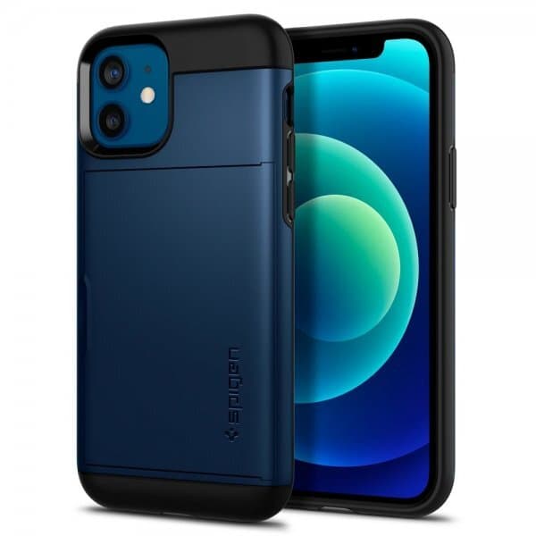 Spigen iPhone 12/iPhone 12 Pro Deksel Slim Armor CS Navy Blue - Elkjøp