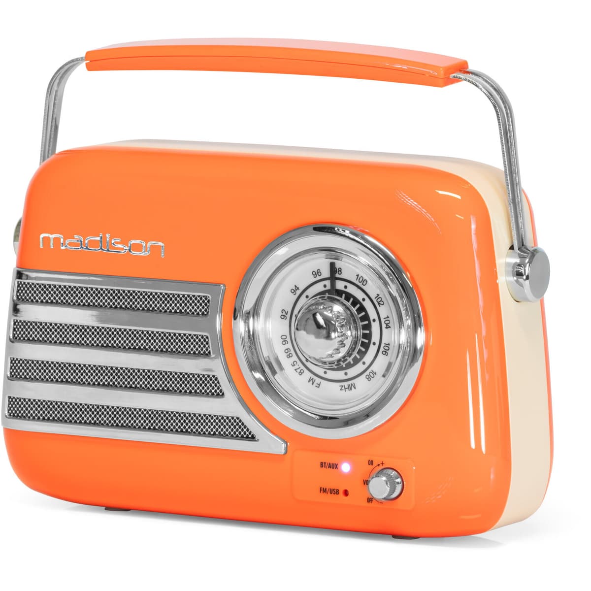 Madison Retro Radio med Bluetooth og FM (oransje) - Elkjøp