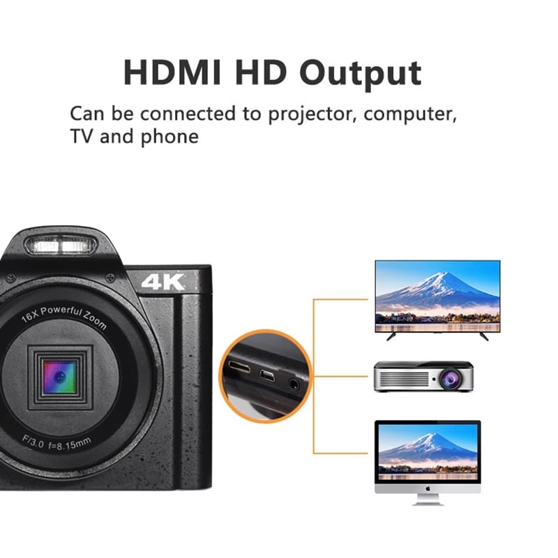 Digitalkamera 4K 48MP 16 x Zoom Svart - Elkjøp