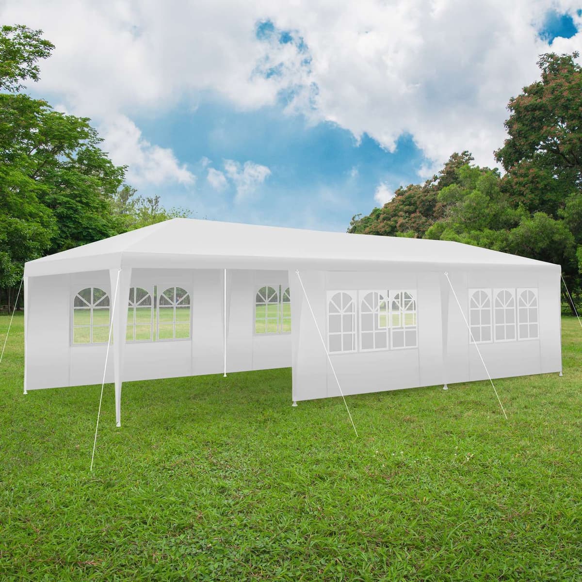 tectake Havepavillon Elasa 9x3m med 8 sider 900 x 300 x 250 cm Hvid ...