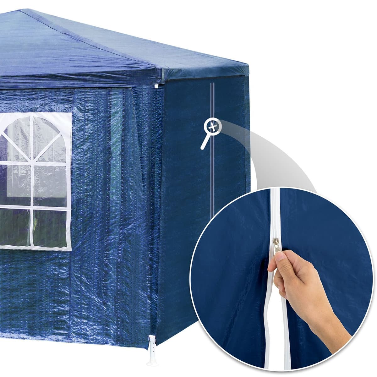 tectake Paviljong Elasa 9x3m med 8 sidopaneler 900 x 300 x 250 cm Blå ...