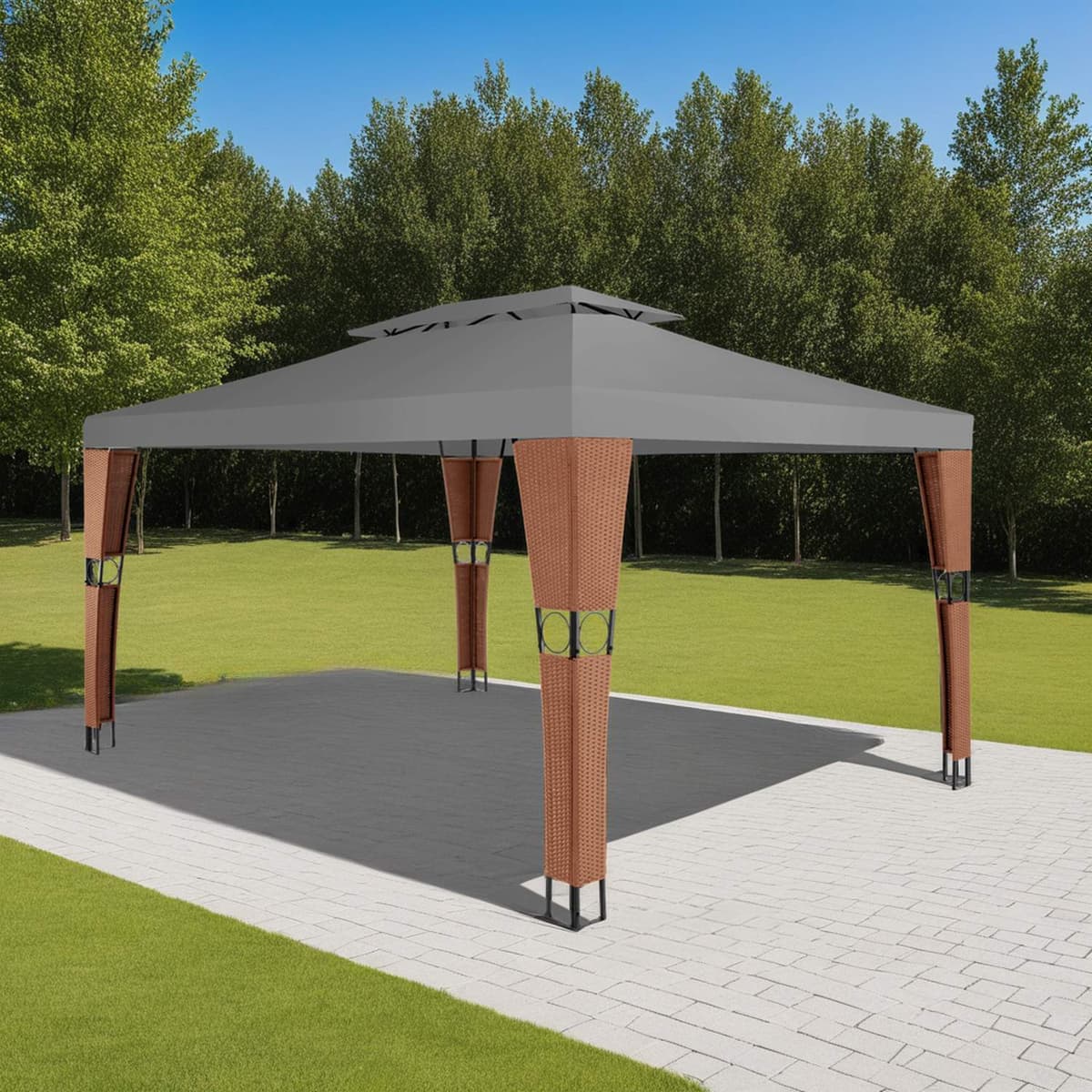 tectake Paviljong i konstrotting Mona 3x4m 400 x 300 x 265 cm Brun ...