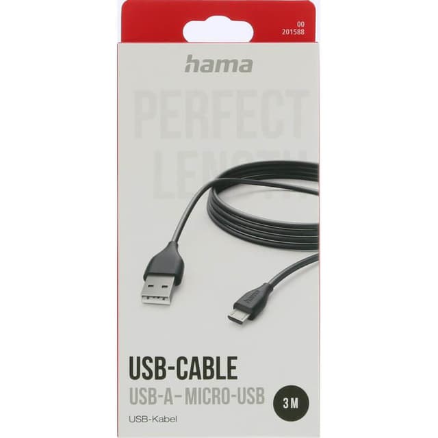Ladekabel USB-A til Micro-USB Svart 3.0m - Elkjøp