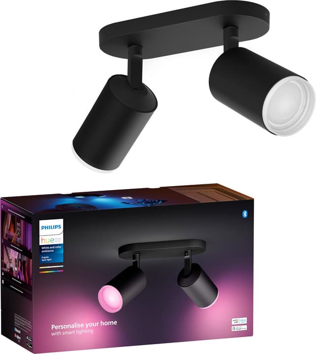 Philips Hue Fugato dobbelt spotlys 2x4,2W GU10 (sort) - Elkjøp