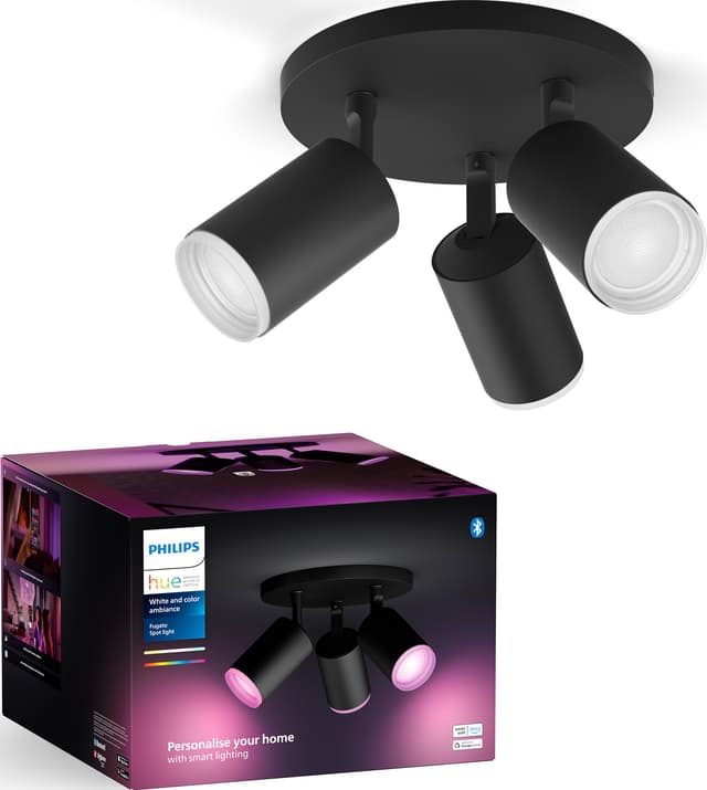 Philips Hue Fugato spottivalo 3x4,2 W GU10 (musta) - Gigantti