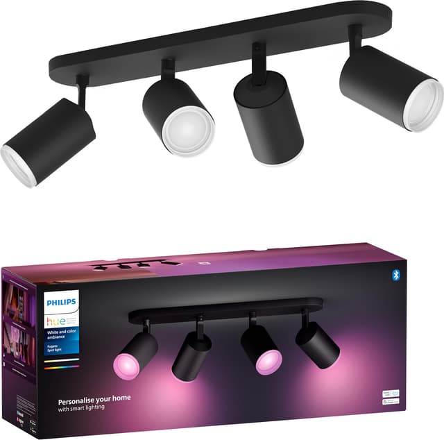 Philips Hue Fugato firedobbelt spotlys 4x4,2W GU10 (sort) - Elkjøp