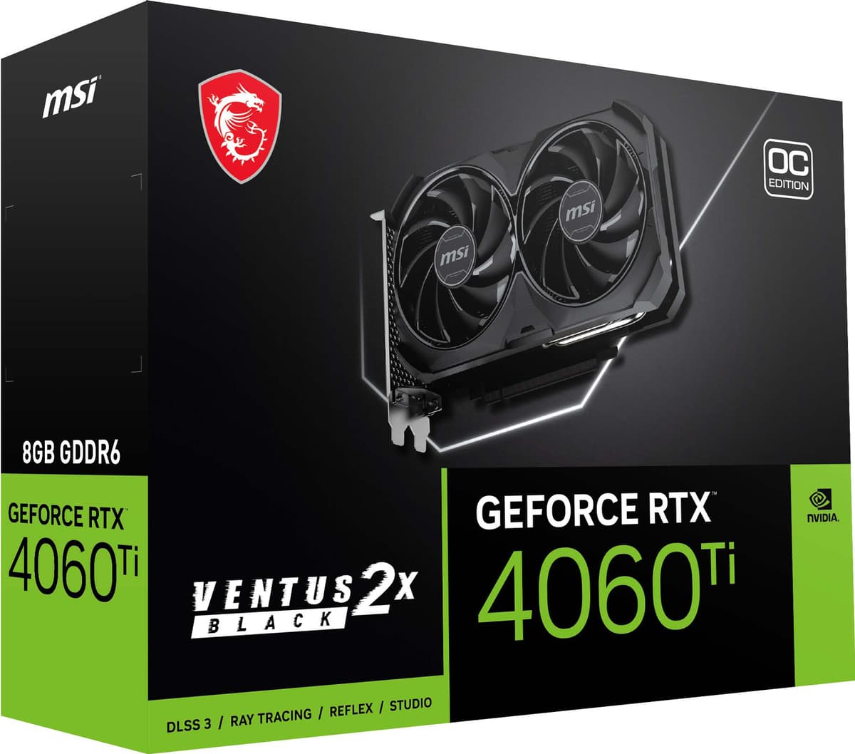 MSI GeForce RTX 4060Ti VENTUS 2X BLACK OC 8G Gaming grafikkort - Elkjøp