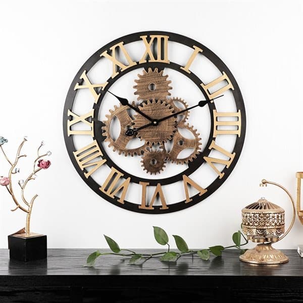 Dekorativ Veggklokke med Elegant Gullfarget Design – 58 cm Diameter ...