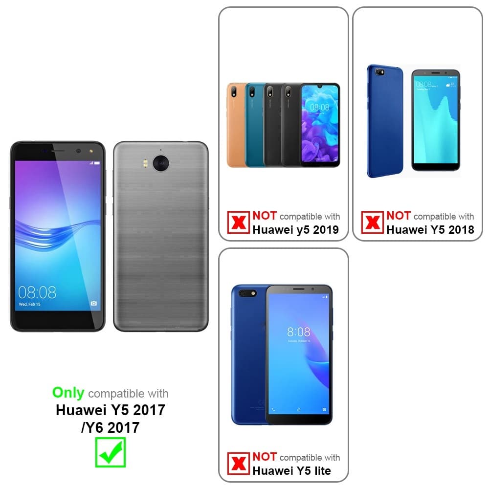 Huawei Y5 2017 / Y6 2017 lommebokdeksel Blomster (grå) - Elkjøp
