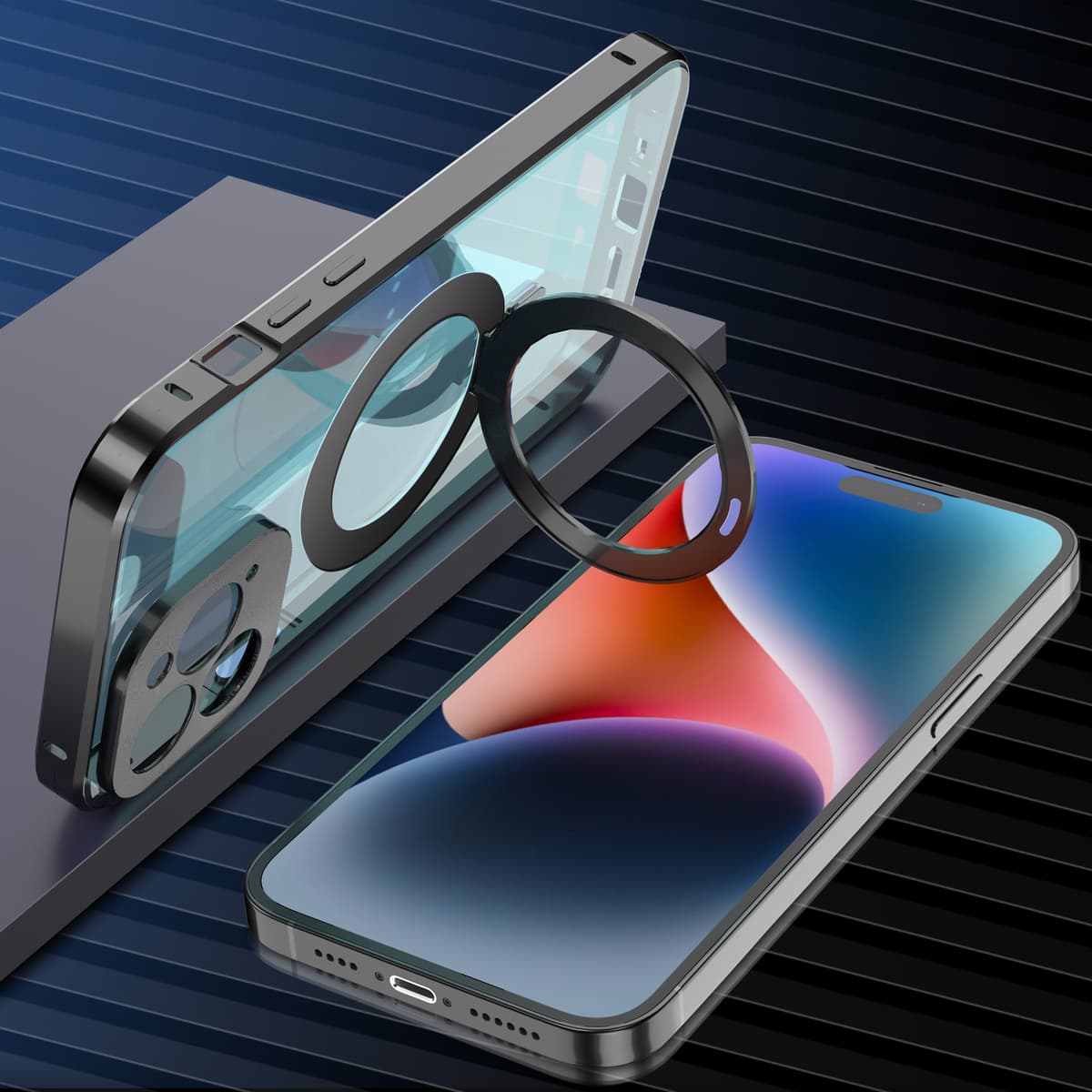 Skjermbeskyttelse magnetisk beskyttende telefondeksel med stativ iPhone ...