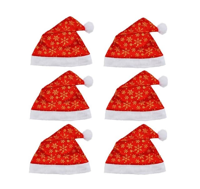 6 pakker julehatter med snøfnuggmønster for festlig høytidsfest Gull ...