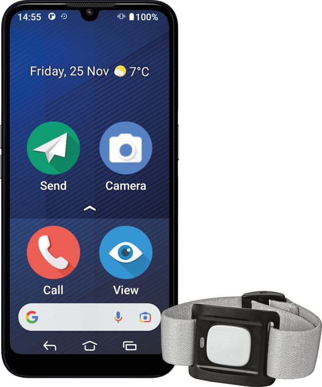 Doro 8210 Secure smarttelefon 4/64GB med alarmutløser (blå) - Elkjøp