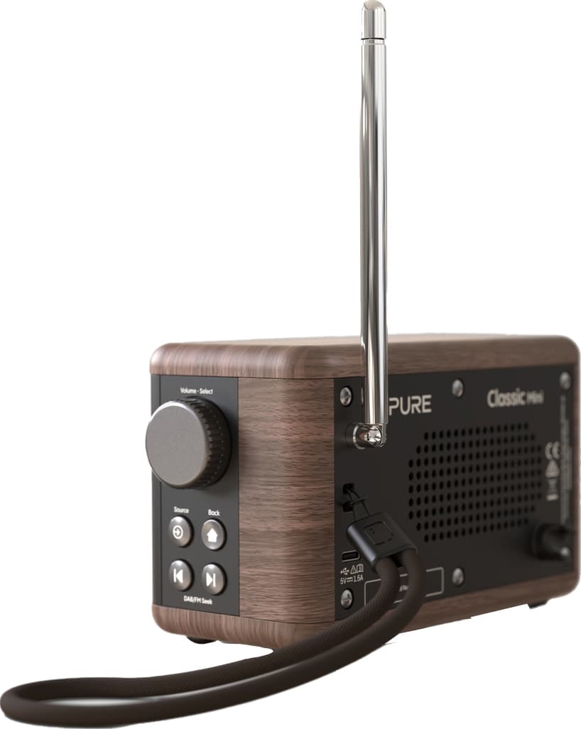 Pure Classic Mini bærbar digitalradio (sort kaffe/valnøtt) - Elkjøp