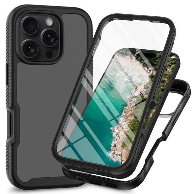 Etui Cover til iPhone 16 Pro PC+TPU Gennemsigtigt telefoncover + PET-skærmfilm | Elgiganten ...