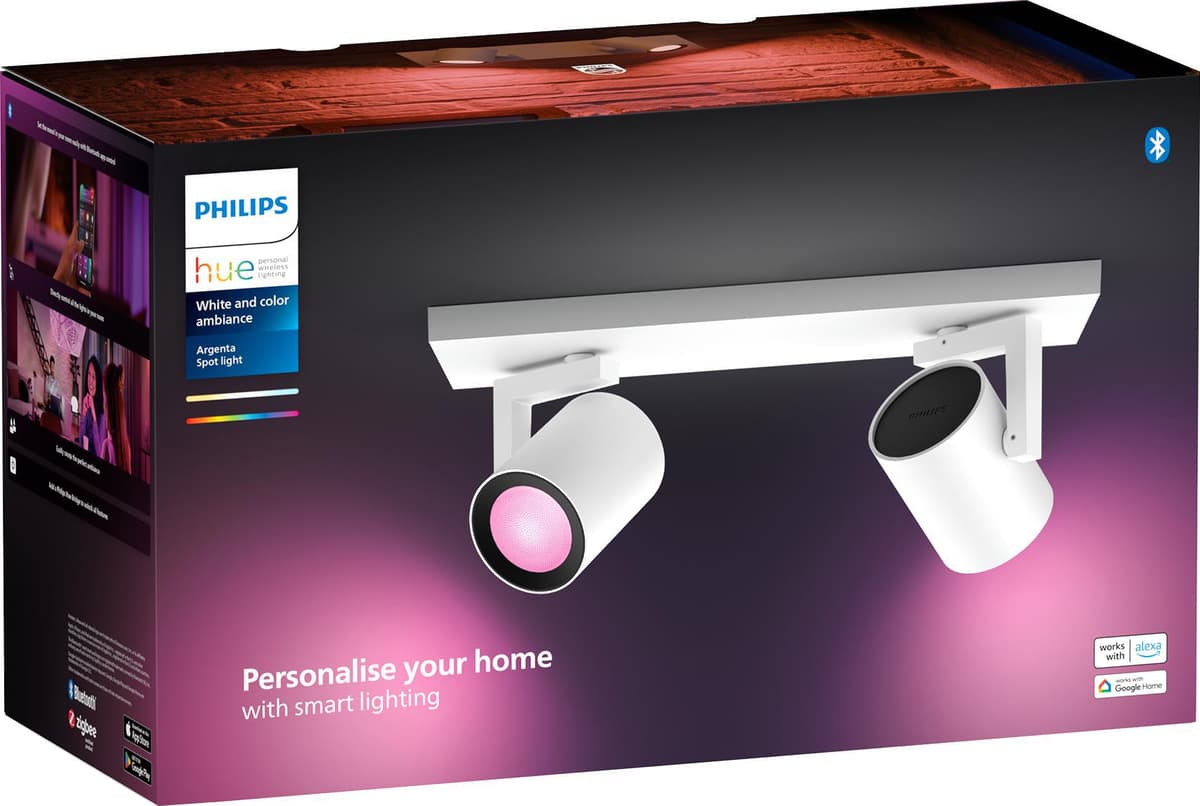 Philips Hue Argenta LED spotlys 2x4,2W GU10 (hvit) - Elkjøp