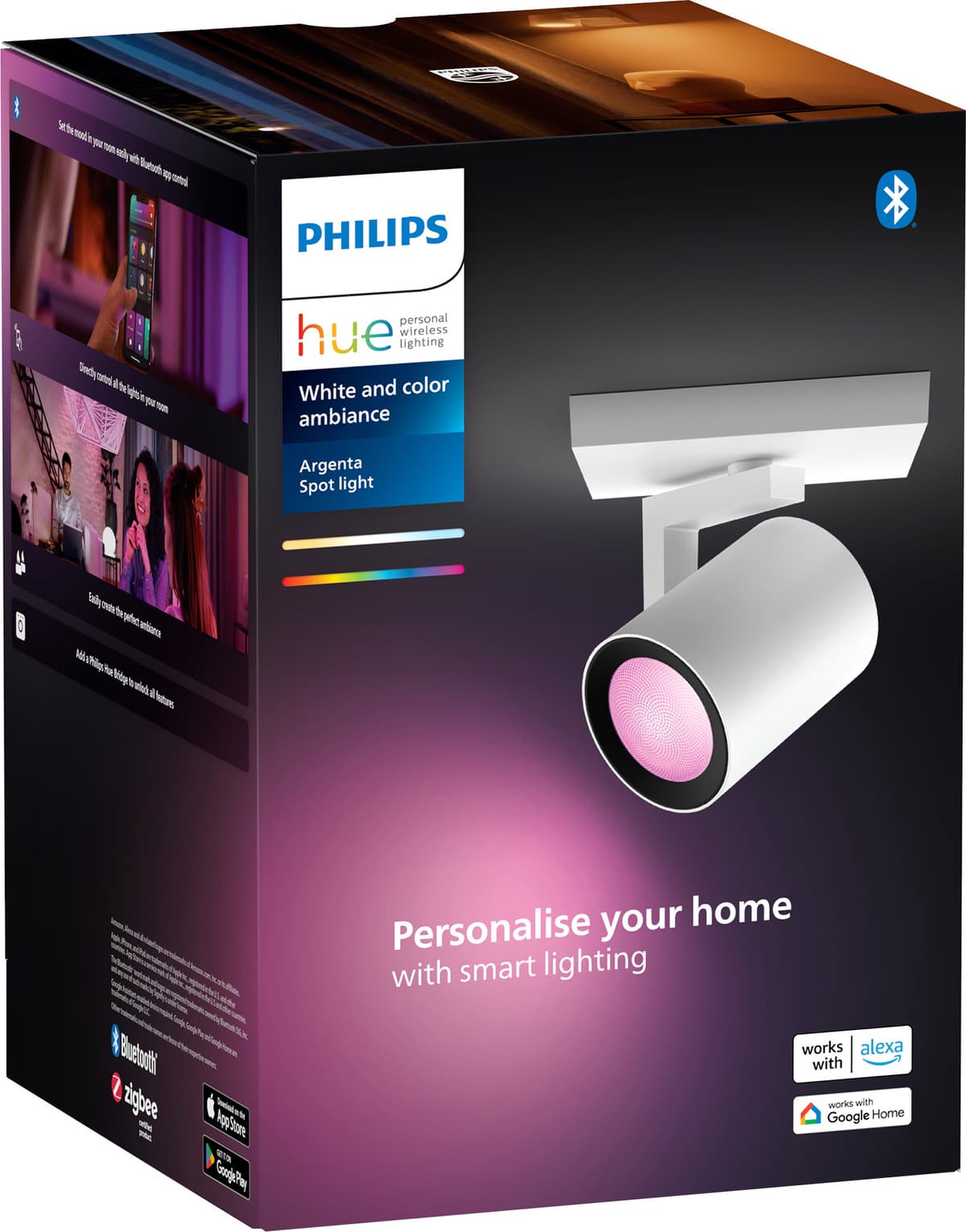 Philips Hue Argenta enkelt LED spotlys 4,2W GU10 (hvit) - Elkjøp