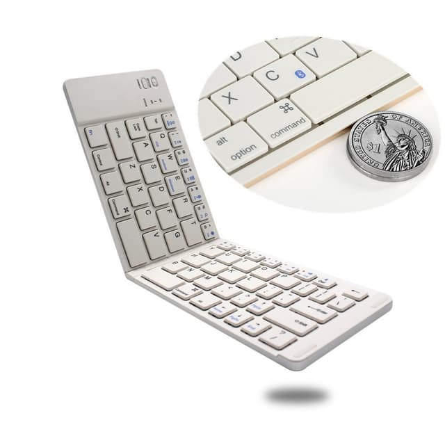NÖRDIC Sammenleggbart Bluetooth-tastatur 66 taster US Layout Hvit - Elkjøp