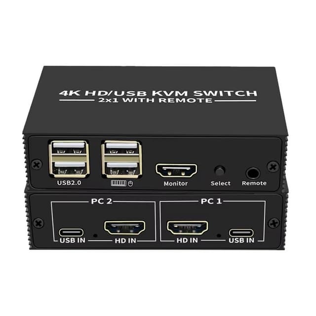 NÖRDIC KVM Switch 2 PC to 1 HDMI 2.0 and 4xUSB for Xbox, PS5, Laptop ...