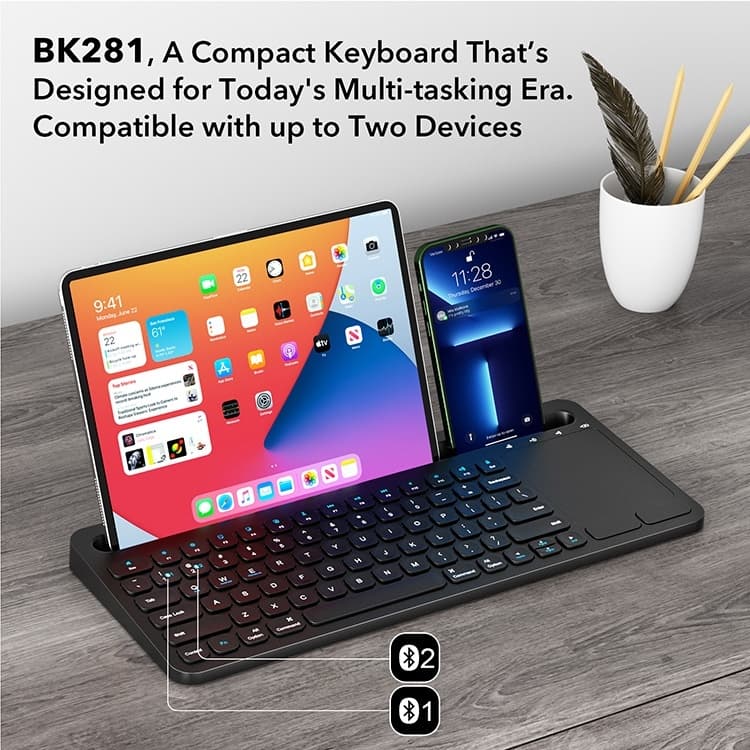 NÖRDIC Bluetooth Tangentbord med Pekplatta, Arabisk layout 78 tangenter ...