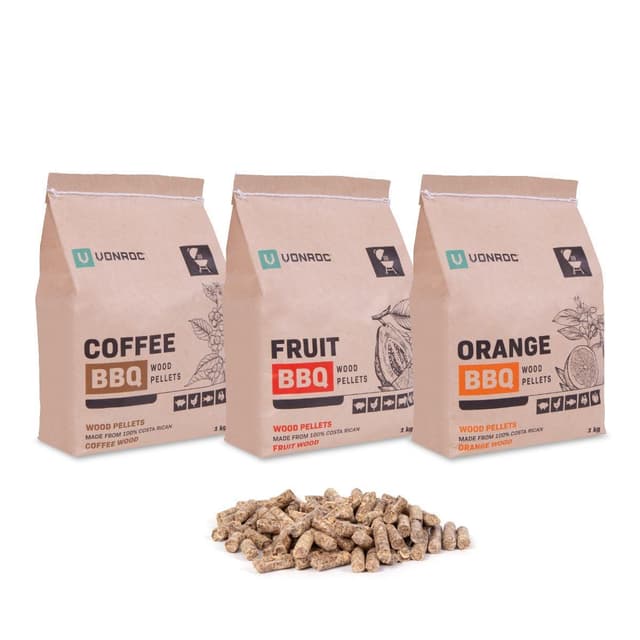 VONROC BBQ Träpellets – Apelsin, Kaffe och Tropisk Frukt – 3 x 1 kg ...