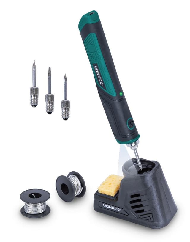VONROC Loddekolbe 4V | Batteridrevet - opladelig | Max 450°C – 25 sek ...