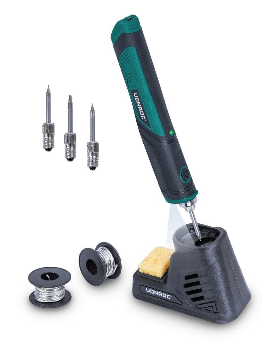 VONROC Loddekolbe 4V | Batteridrevet - opladelig | Max 450°C – 25 sek ...