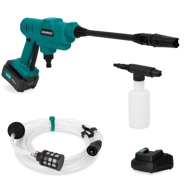 VONROC Højtryksrenser 20V - Kompakt - Trådløs - Bærbar - 24 bar | Inkl. 4.0Ah akku og oplader ...