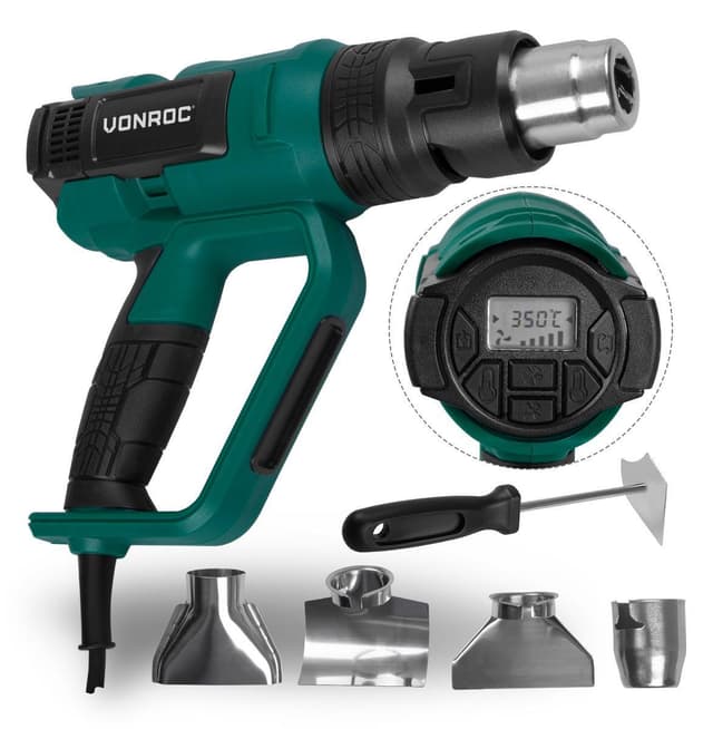 PRO hot air gun 2000W | With LCD display and 60 heat settings (50°C ...