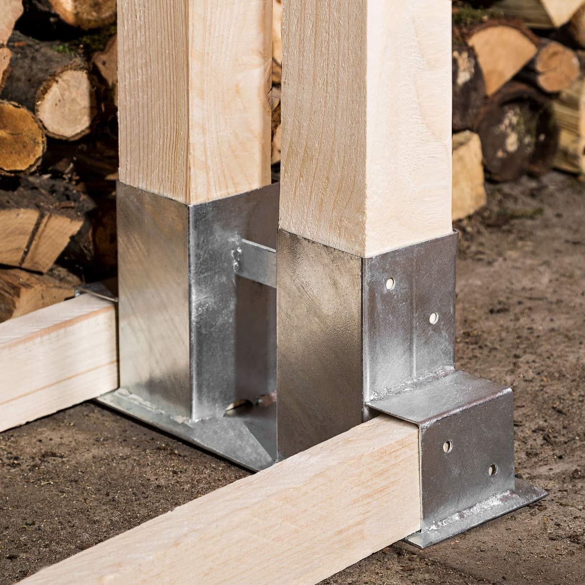 tectake Vedstaplare vedställ varmförzinkad 2-delars 34 x 10 x 15 cm ...