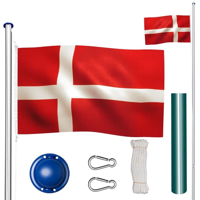 tectake Aluminium flagstang - justerbar højde 150 x 90 x 625 cm Danmark ...