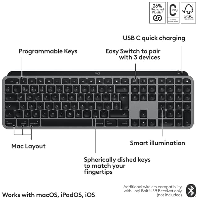 Logitech MX Keys S Mac Wireless keyboard - Elkjøp