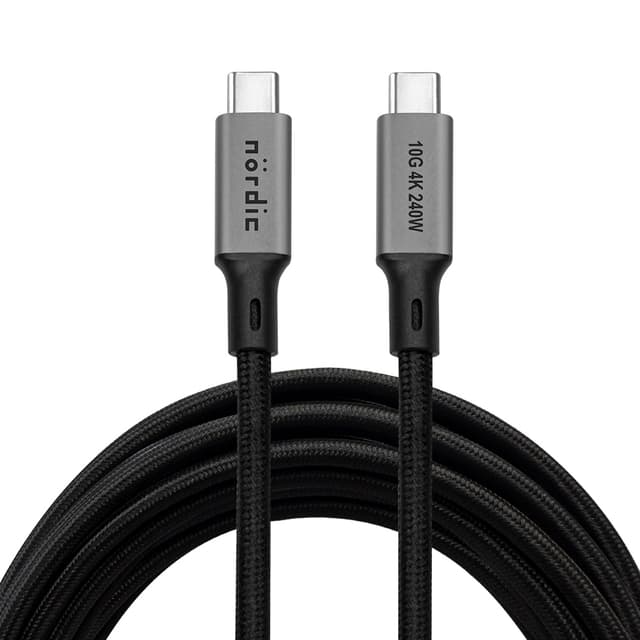 NÖRDIC 5m USB 3.2 Gen 2 USB-C til C nylonflettet kabel PD3.1 240W 20G ...