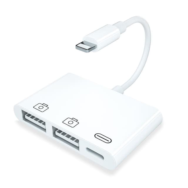 NÖRDIC Lightning Adapter 1 til 3 Ports 2xUSB A Port og 1x Lightning ...