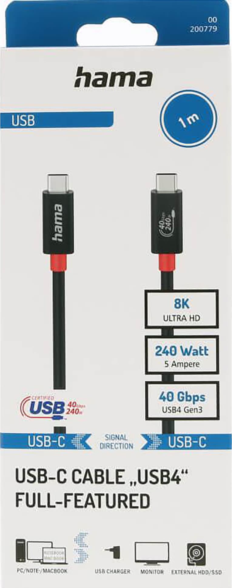 Hama USB-C 4 kabel (1 m) - Elgiganten - Elgiganten