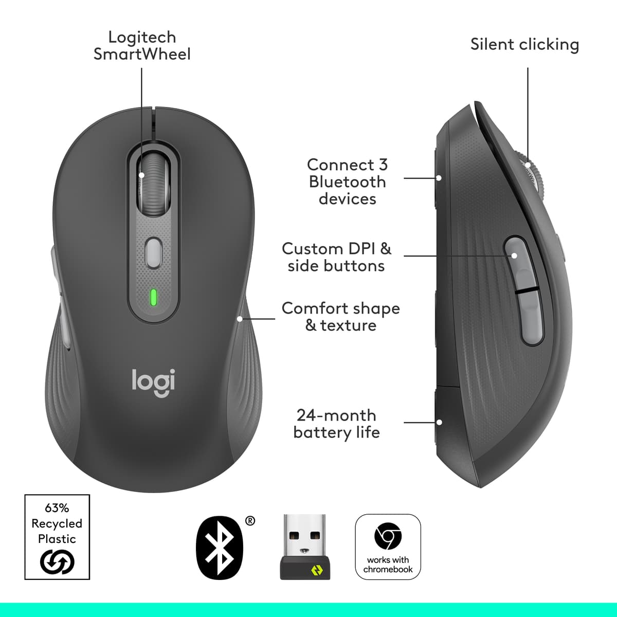 Logitech M750 L Signature Plus trådløs mus - Elkjøp