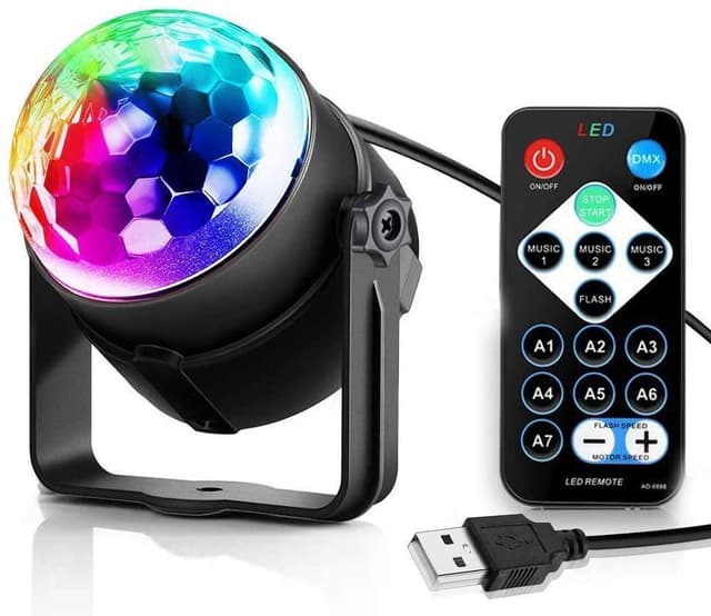 Discokula med roterande RGB ljus + fjärrkontroll (LED Party Light ...