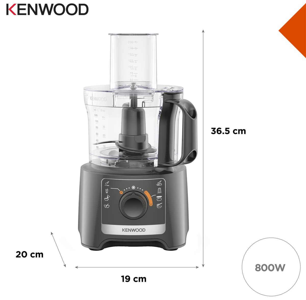 Kenwood MultiPro Compact foodprosessor FDP31.360.GY (slate grey ...