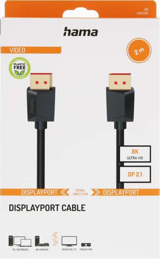 Hama DisplayPort 2.1 8K kaapeli (2 m) - Gigantti